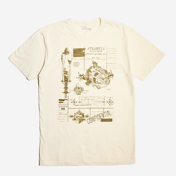 Disney Atlantis Subpod Ship Notes Natural Tee | Heroes & Villains - Disney