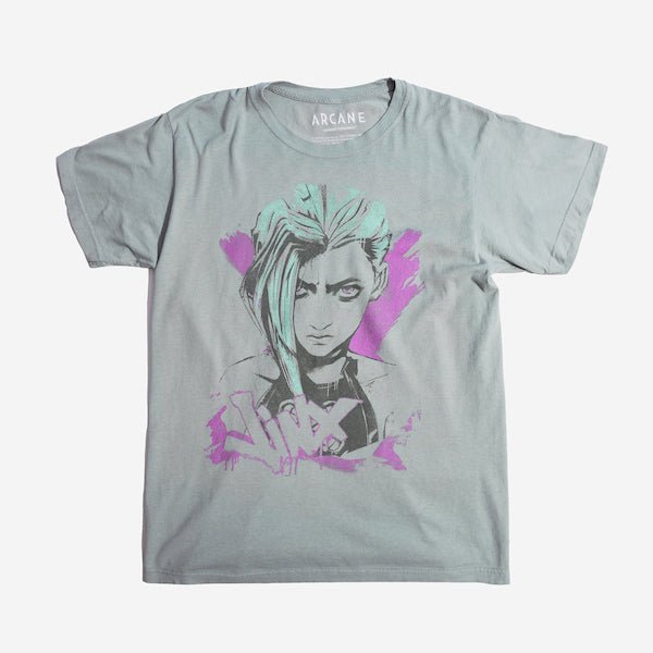 Arcane League of Legends Jinx Light Green Zine Tee | Heroes & Villains ...