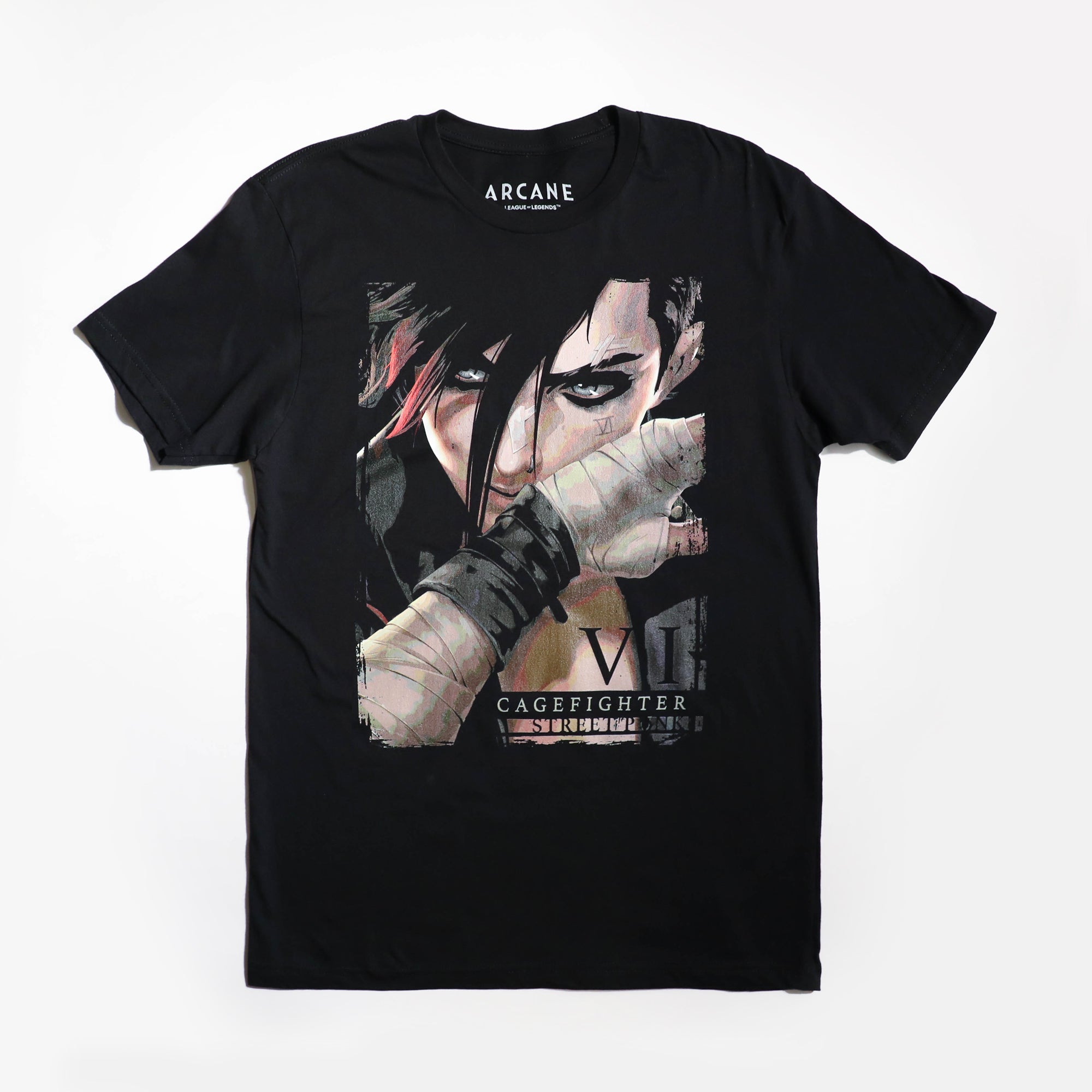 Arcane: League Of Legends Violet Cage Fighter Black Tee | Heroes ...