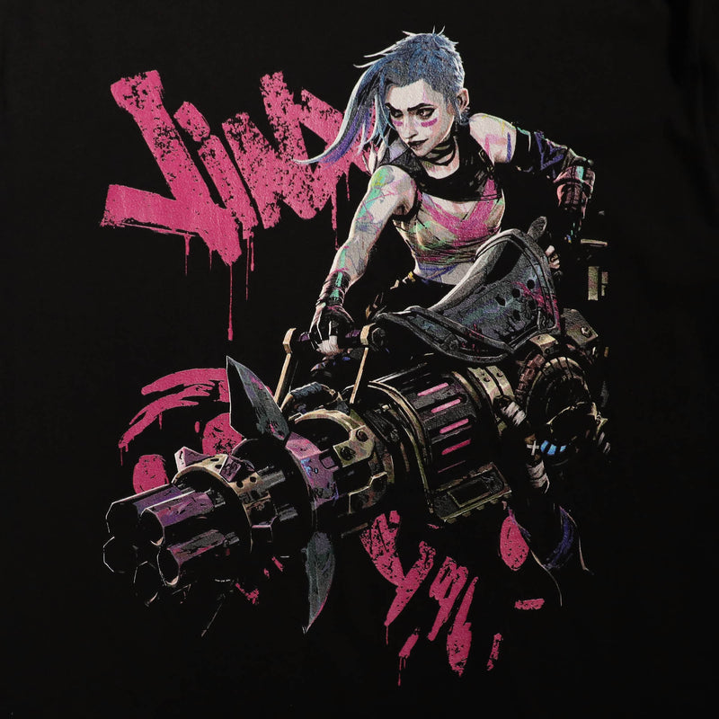Arcane League Of Legends Jinx Champion Black Tee | Official Apparel ...
