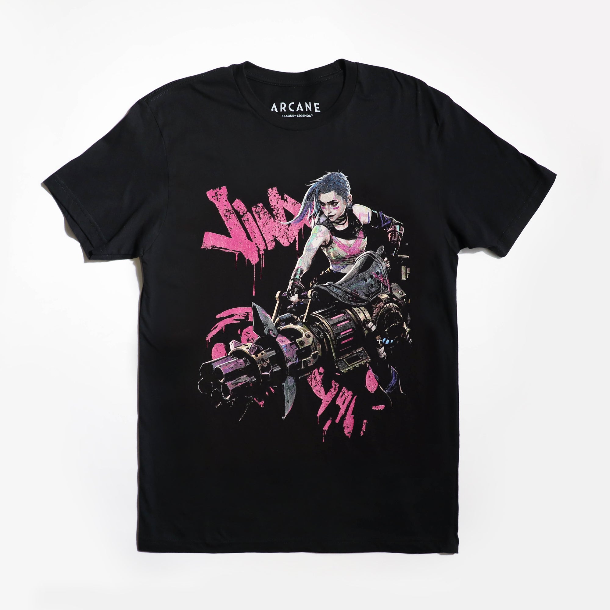 Arcane League Of Legends Jinx Champion Black Tee | Official Apparel ...